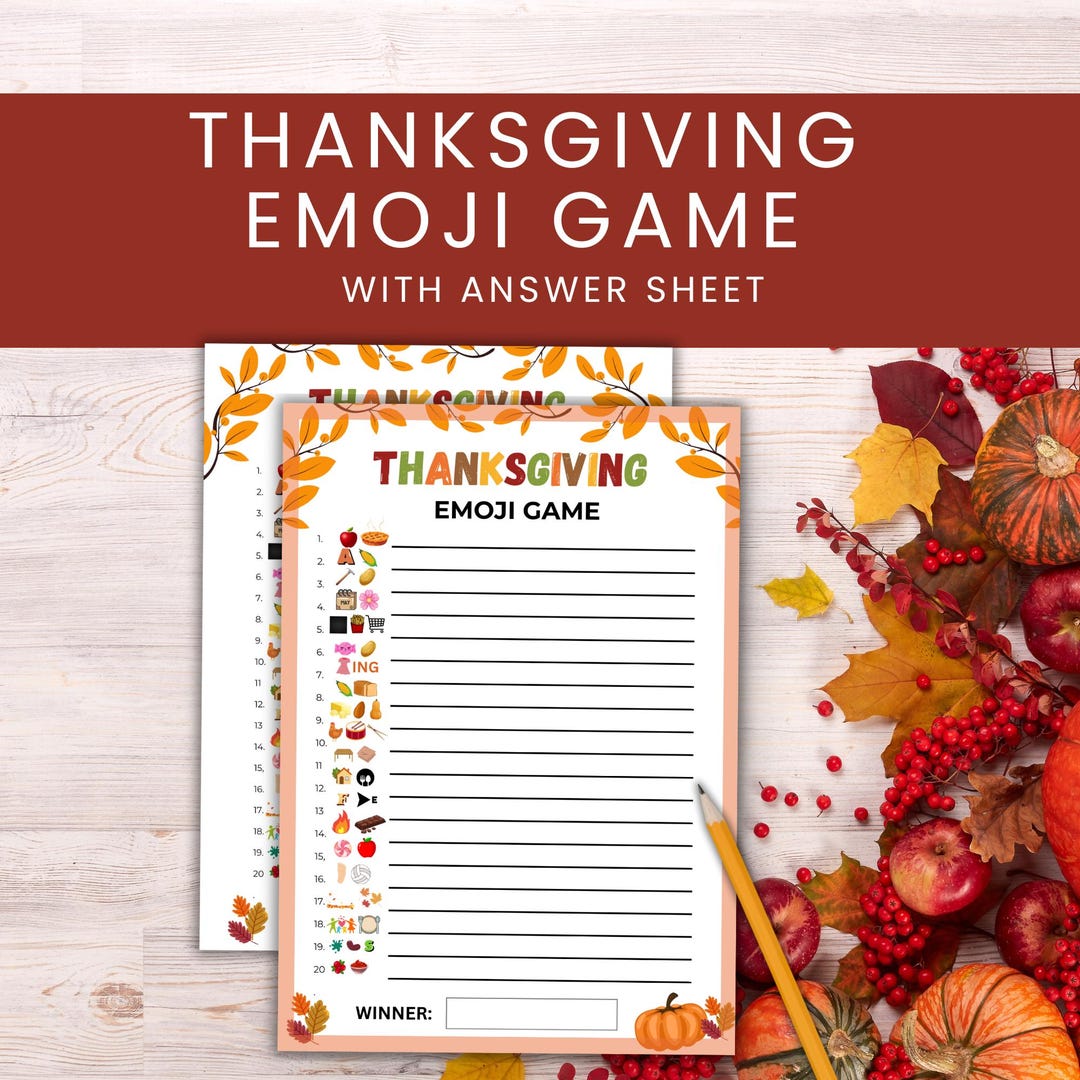 Thanksgiving Emoji Game, Printable Family Game, Autumn Game, Printable ...
