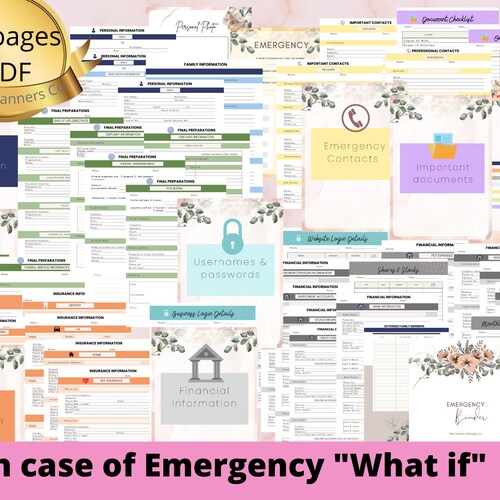 Emergency Binder Printable and Fillable in Case of Emergency - Etsy