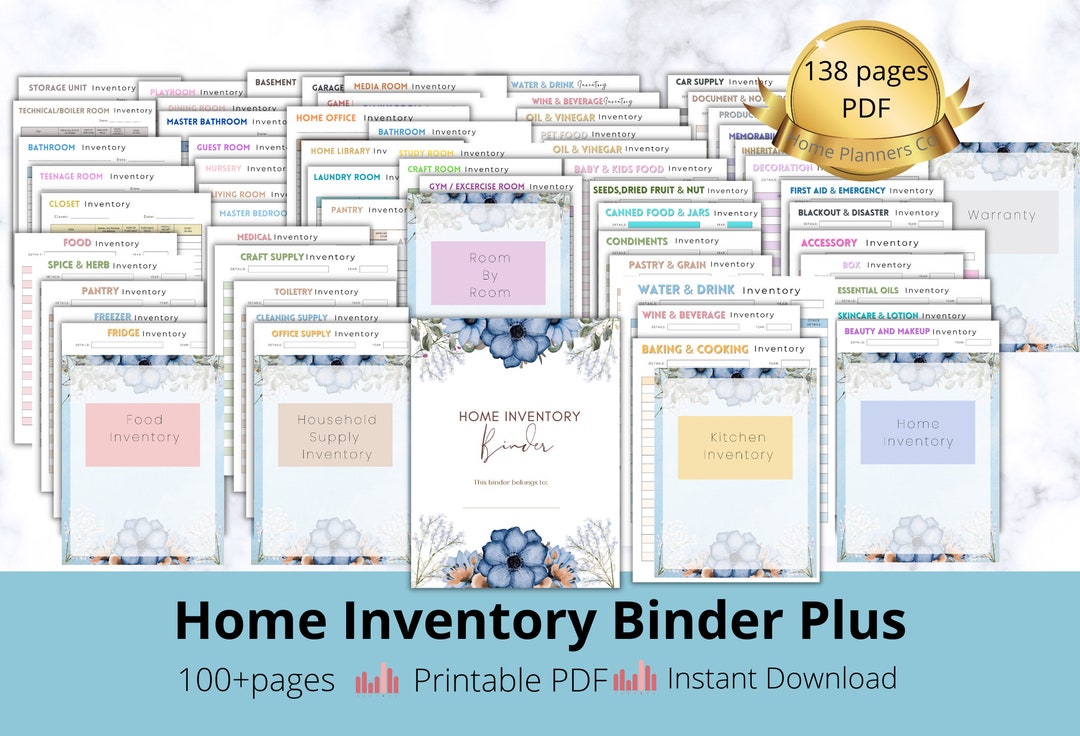 Home House Inventory Tracker Pagesroom by Room Inventoryfood - Etsy