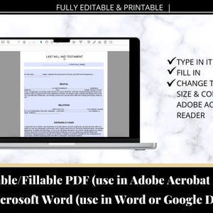 EDITABLE Last Will and Testament Template, Living Will and Trust, Will ...