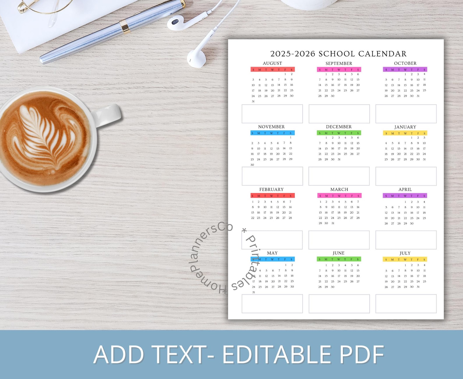 2025-2026 Editable School Calendar Template for School, Classroom ...