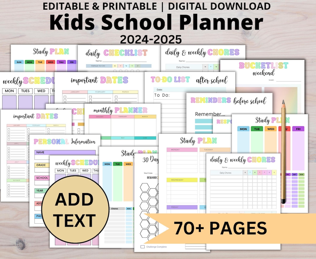 School Planner 2024- 2025 EDITABLE School Planner Fillable Homeschool ...