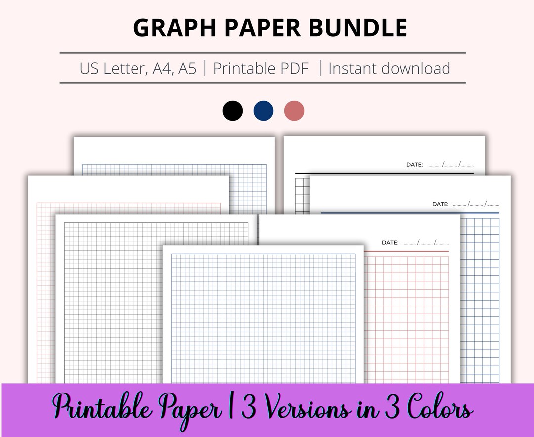 Graph Paper Bundle Printable, Small Grid Paper, Squared Paper, Digital ...