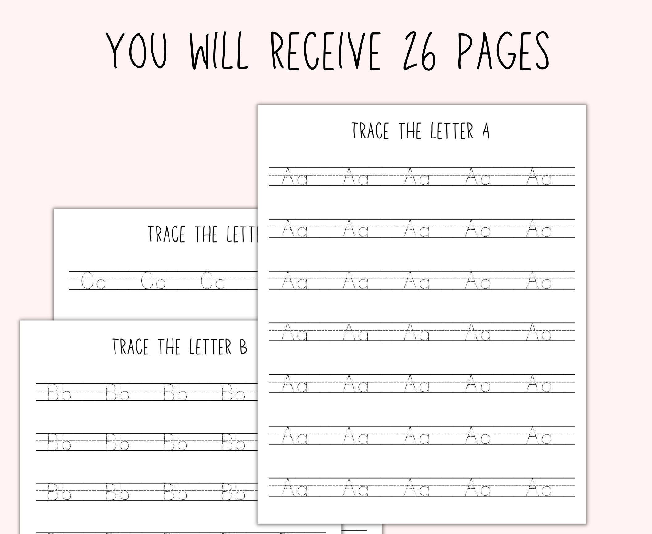 26 Printable Trace the Alphabet Pages | 26 Handwriting Practice Sheet ...