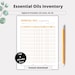 Blank Essential Oils Inventory List, Blank Inventory Log, Oil Inventory ...