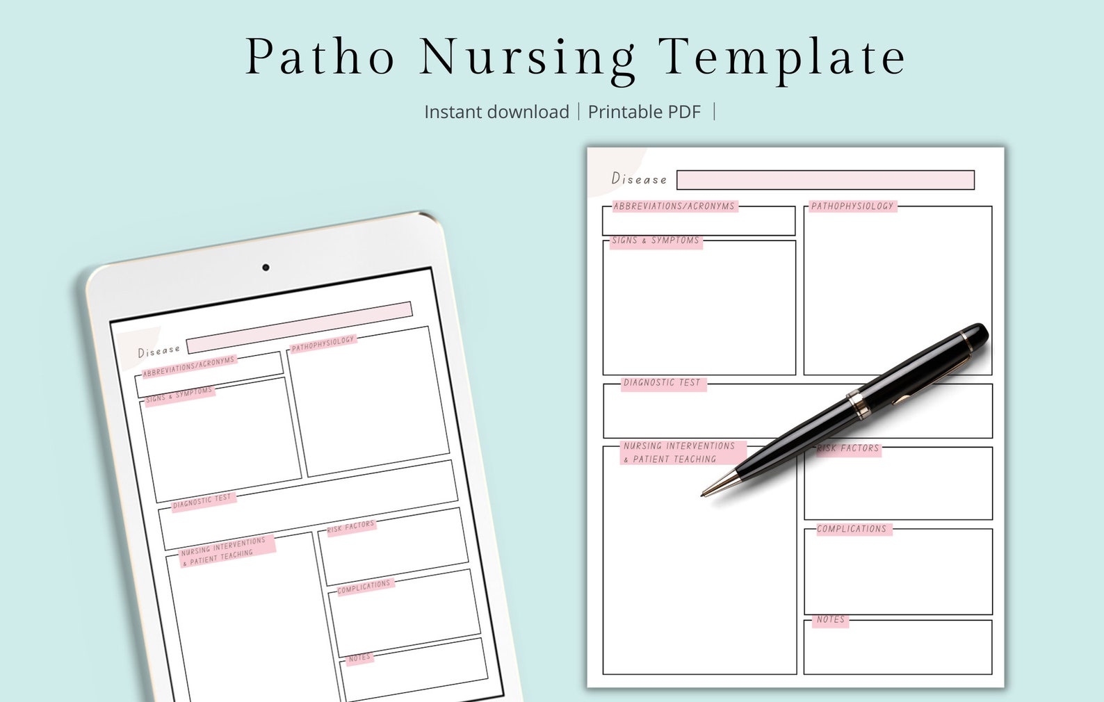 Printable Patho Nursing Notes Disease Template Pathophysiology Study ...