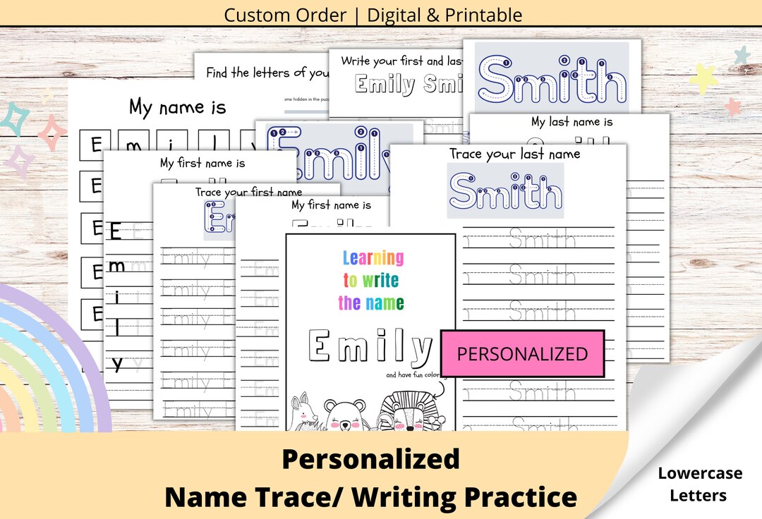 Custom Name Writing Practice Binder, Personalized Name Handwriting ...