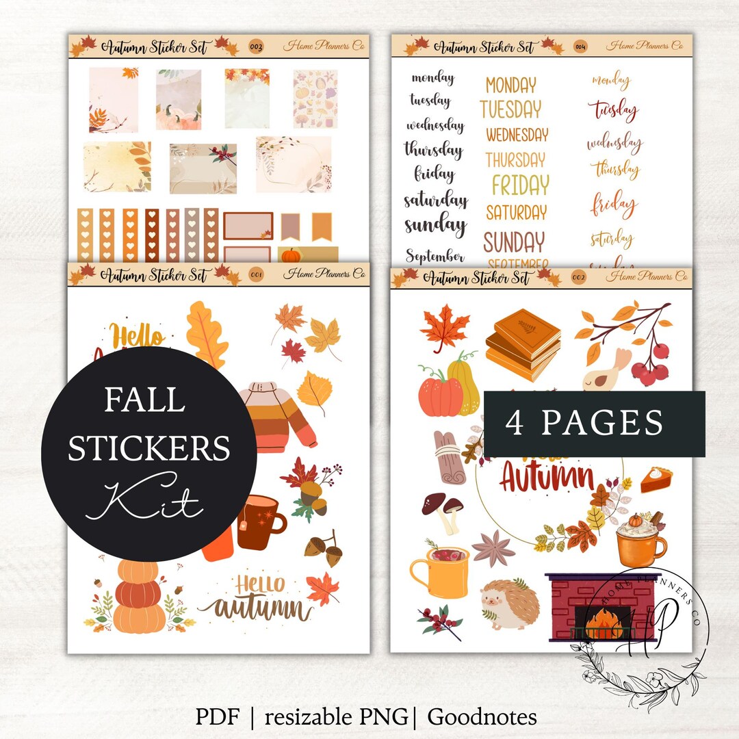 Autumn Printable Stickers Bundle Kit: Digital Fall Planner Kit ...
