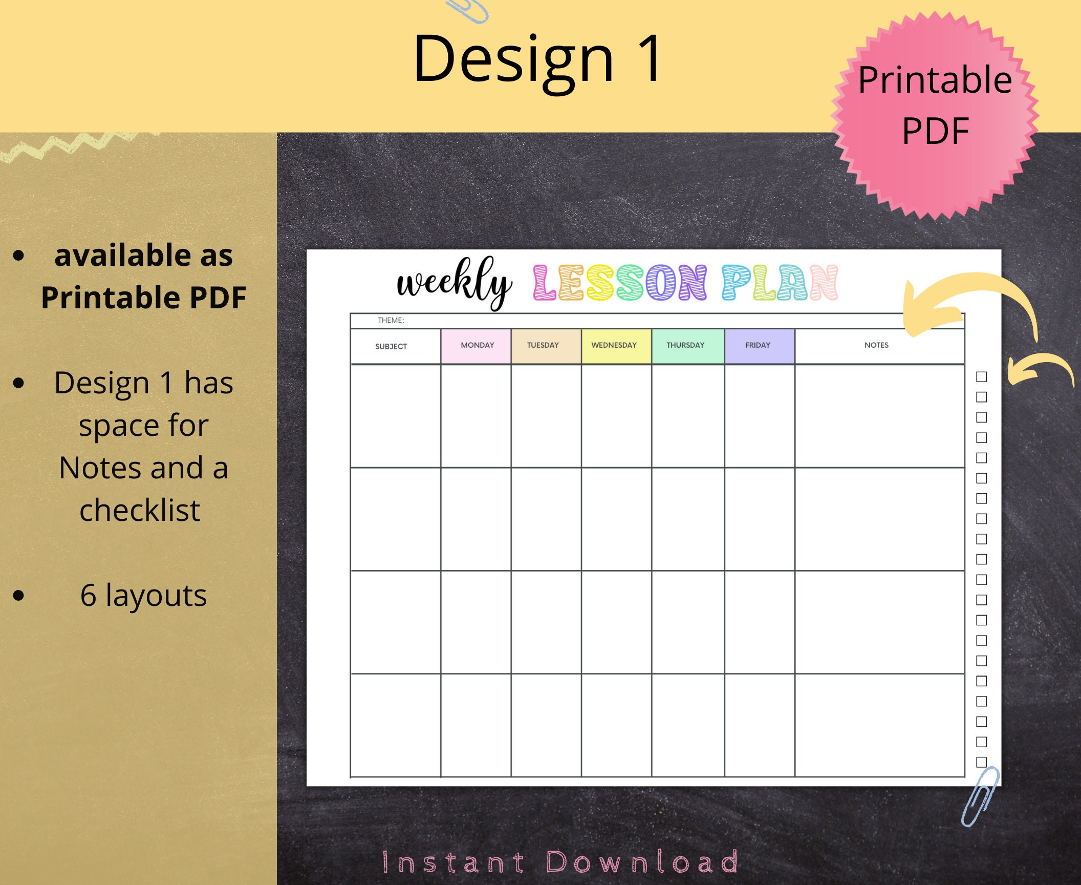 FILLABLE Weekly Lesson Plan Editable Simple Weekly Lesson Plan - Etsy