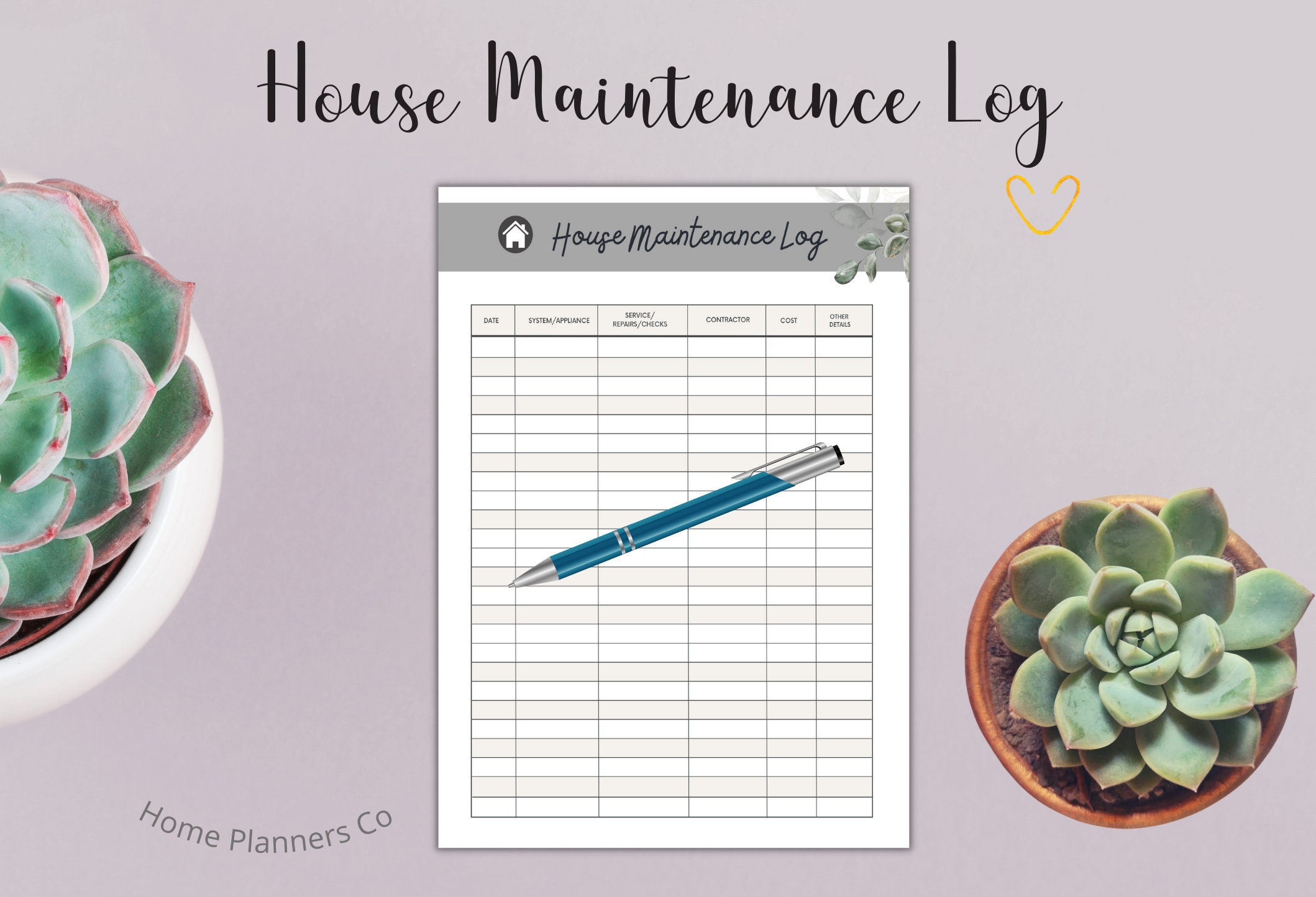 House Maintenance Log, Home Repairs Tracker, House Log, Home ...