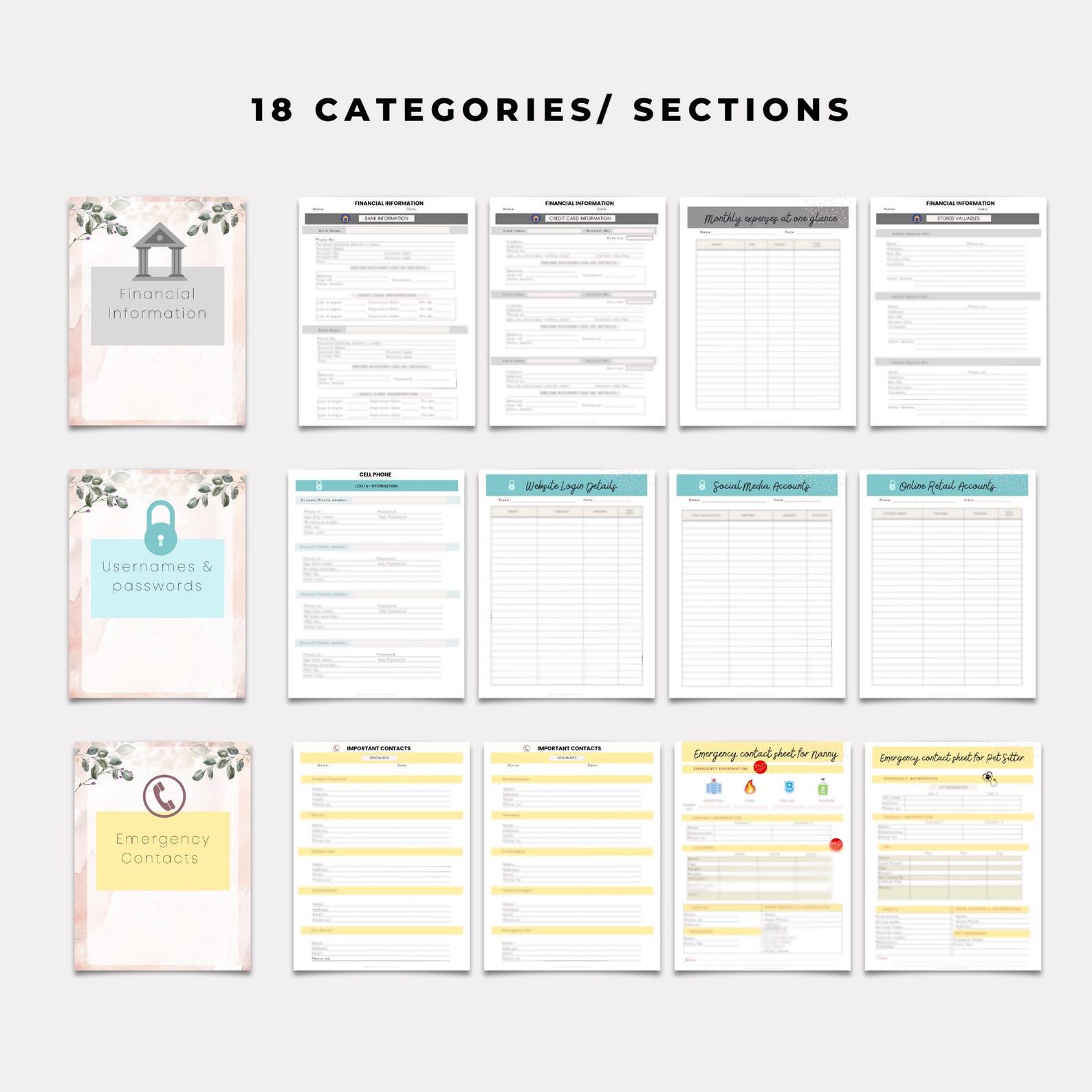 EDITABLE Emergency Binder Plus, Family Binder, Life Planner, Emergency ...