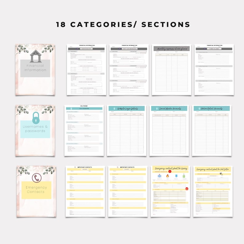 EDITABLE Emergency Binder Plus, Family Binder, Life Planner, Emergency ...