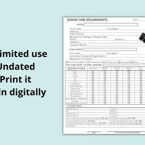 EDITABLE Care Assessment Report, Senior Care Requirements Checklist ...