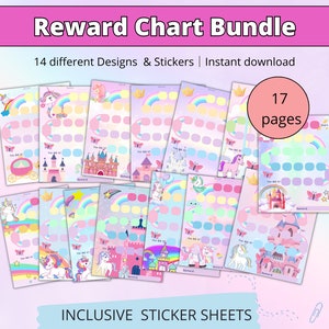 Unicorn Reward Chart Bundle, Sticker Chart, Toddler Chore Chart ...
