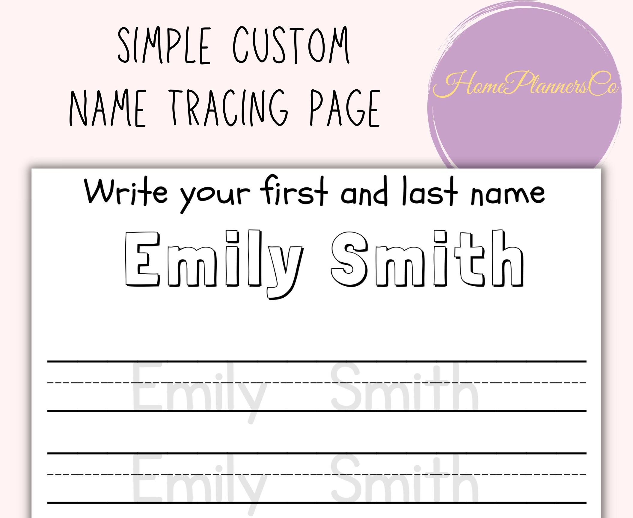 Custom Name Handwriting Practice Custom Name Tracing Personalized Name ...
