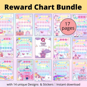 Unicorn Reward Chart Bundle, Sticker Chart, Toddler Chore Chart ...