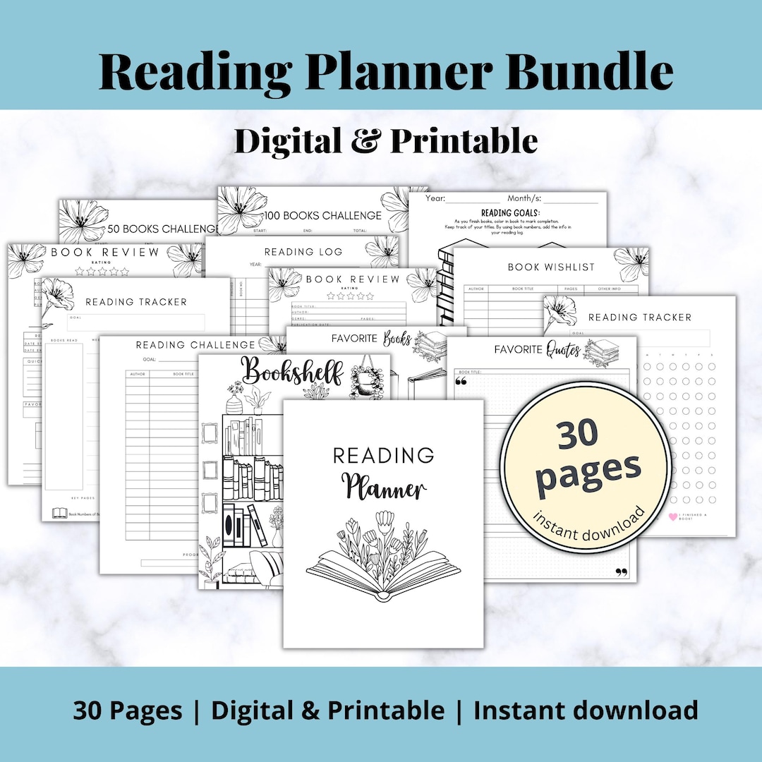 Printable Reading Planner,book Journal Planner,reading Journal,reading ...