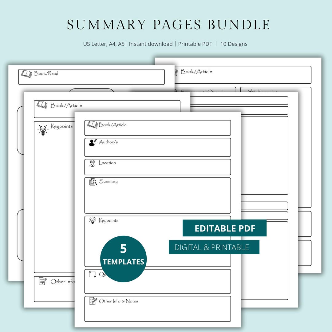 Summary Study Bundle With Concept Map, Nurse Study Templates Bundle ...