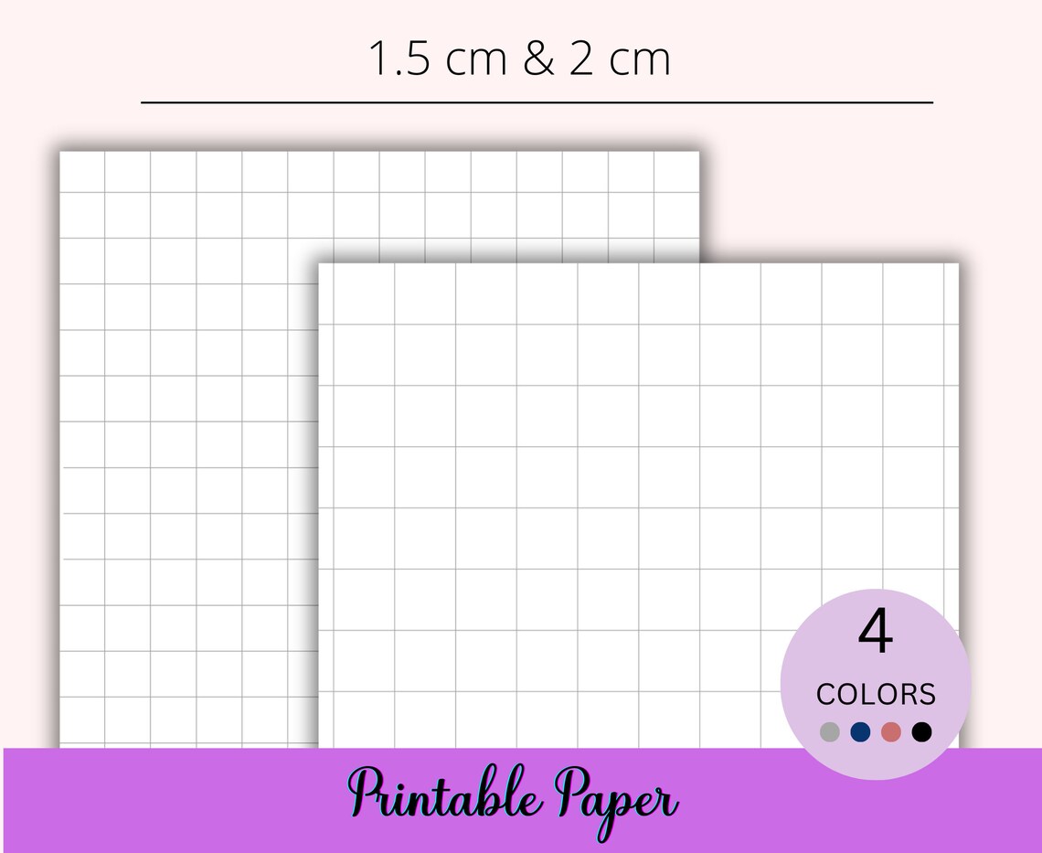 Graph Paper Bundle 4 Colors Blue Red Black Gray Printable Graph Grid ...