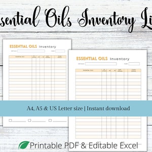 Blank Essential Oils Inventory List, Blank Inventory Log, Oil Inventory ...