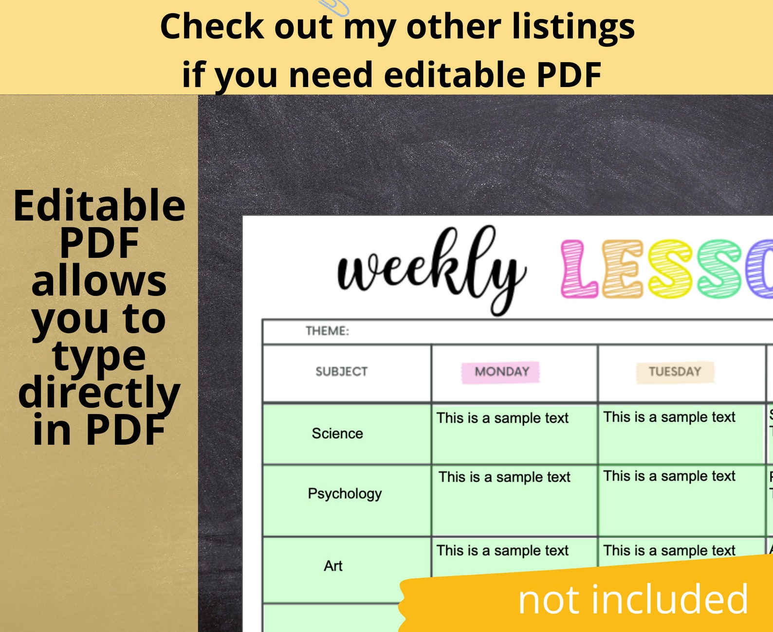 Simple Weekly Lesson Plan Template-preschool/kindergarten-instant ...