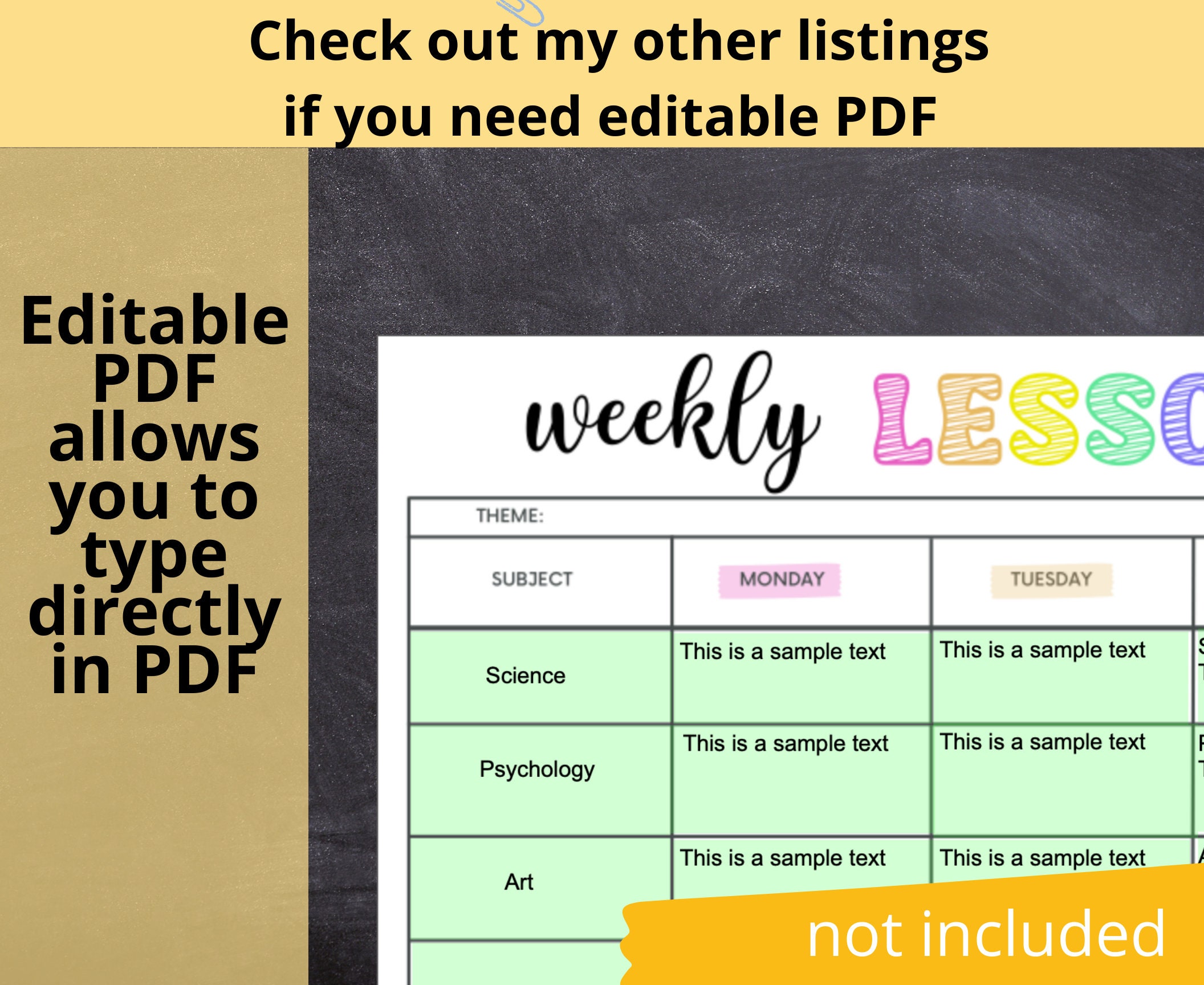 Simple Weekly Lesson Plan - Etsy