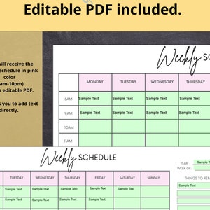 Weekly Plan Editable Printable Weekly Schedule, Hourly Planner Page ...