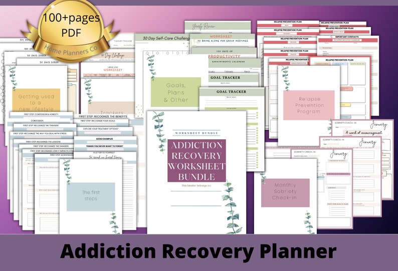 Addiction Recovery Worksheets Sobriety Worksheets Sobriety Etsy