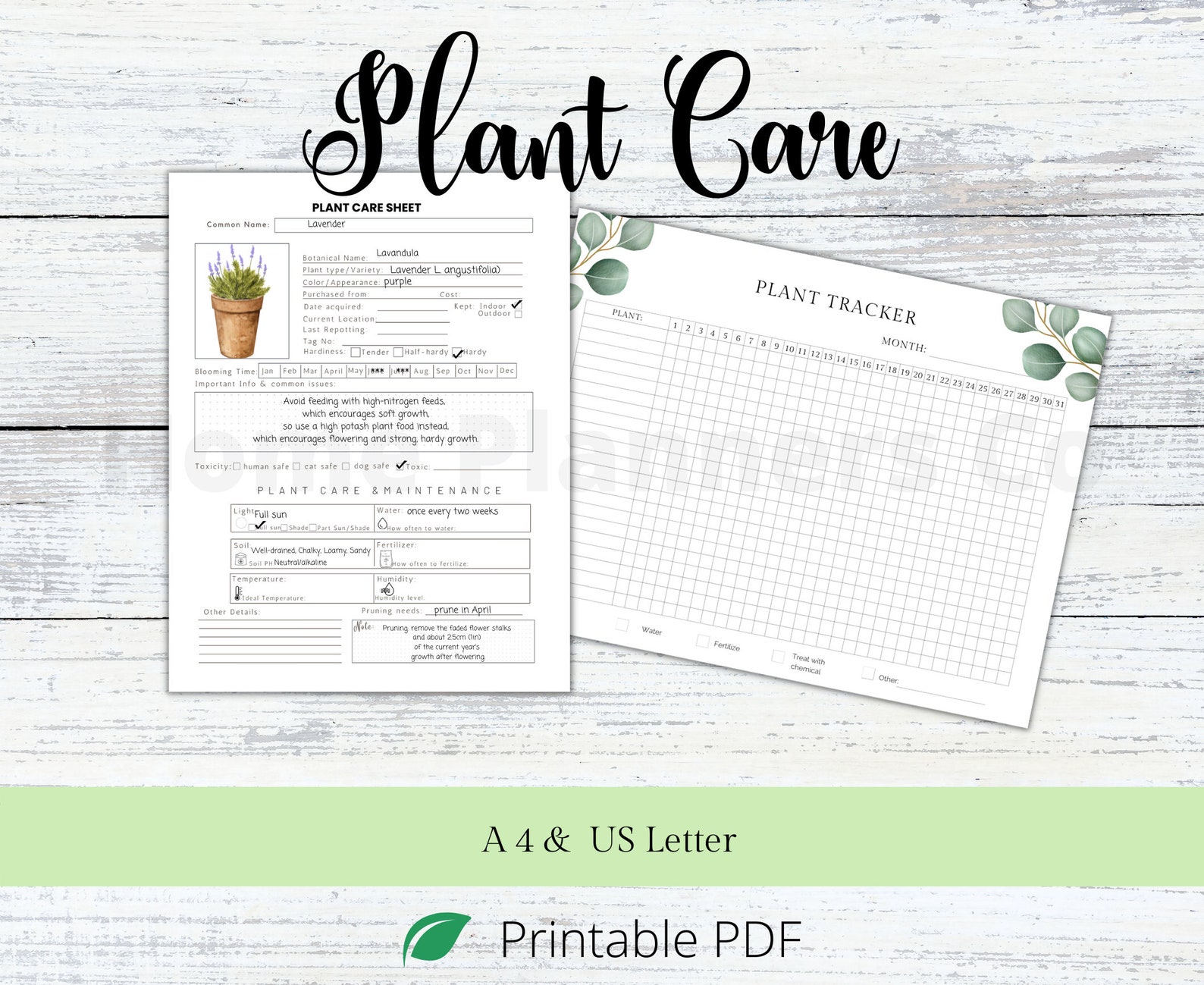 Plant Care Tracker, Plant Care Journal, Indoor Plant Planner,houseplant ...