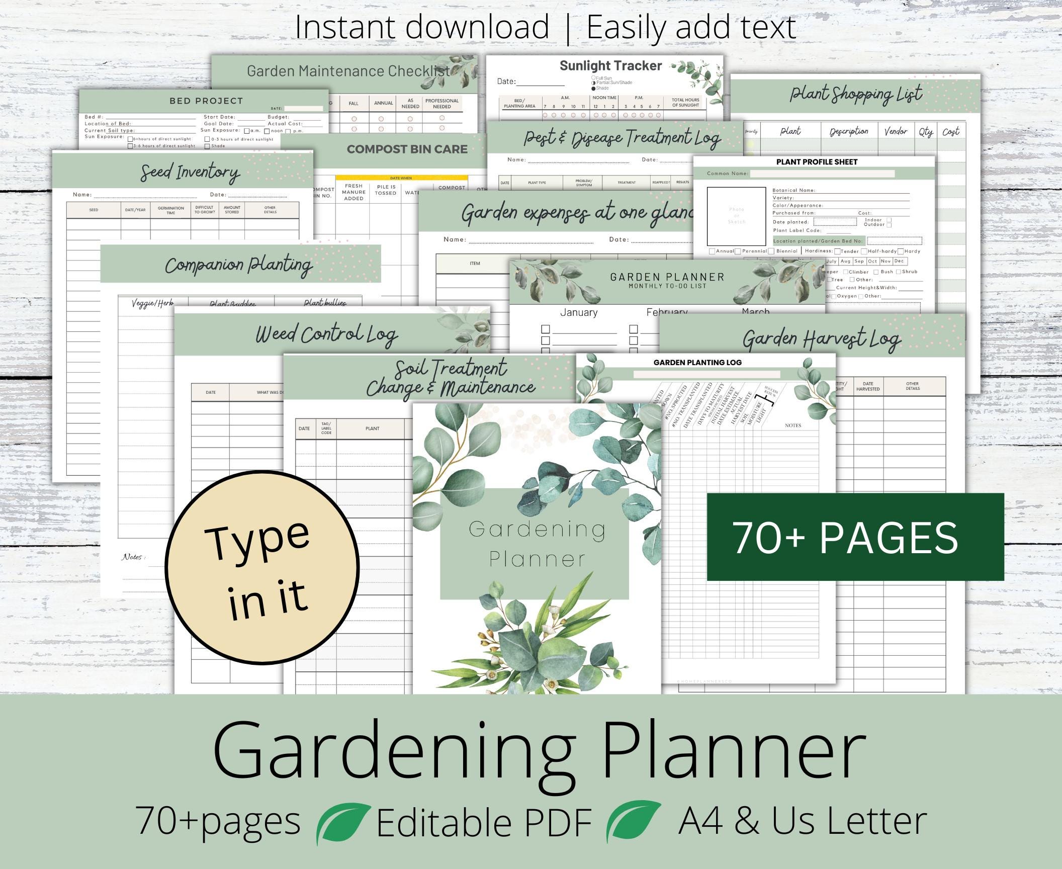 Garden Planner Fillable Printable PDF Garden Journal Garden Calendar ...