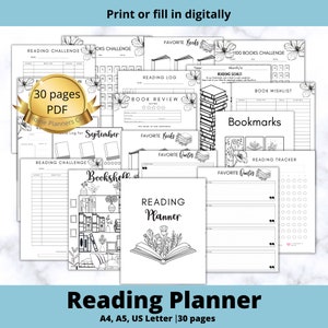 Printable Reading Planner,book Journal Planner,reading Journal,reading ...