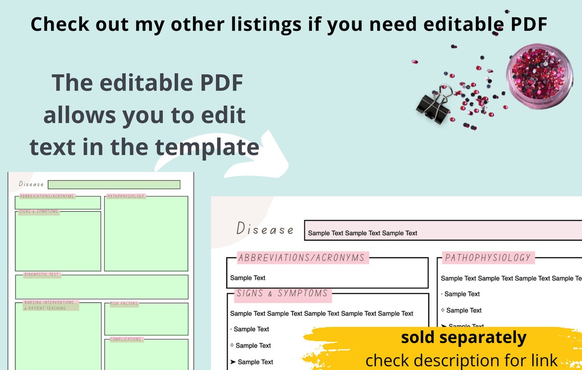 Printable Patho Nursing Notes Disease Template Pathophysiology - Etsy