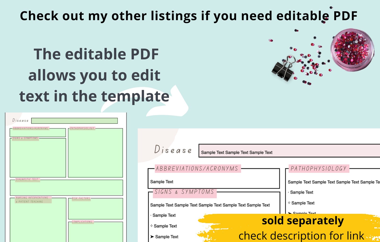 Printable Patho Nursing Notes Disease Template Pathophysiology Study ...