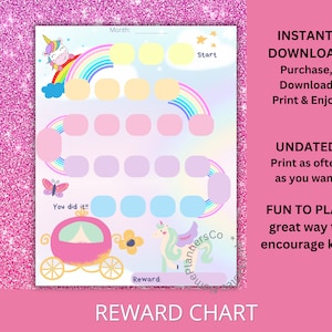 Unicorn Reward Chart Bundle, Sticker Chart, Toddler Chore Chart ...