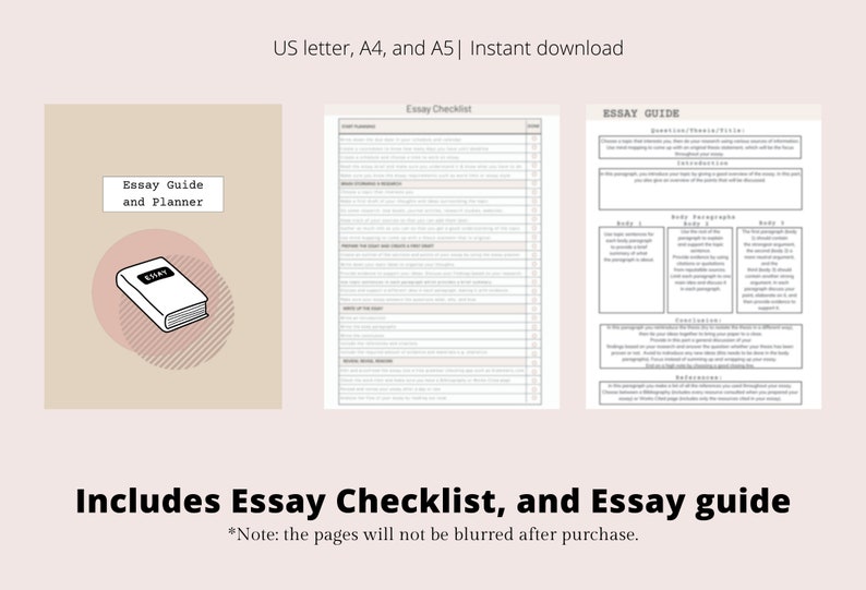 Essay Planner Editable Printable PDF Essay Guide Planner Pack - Etsy