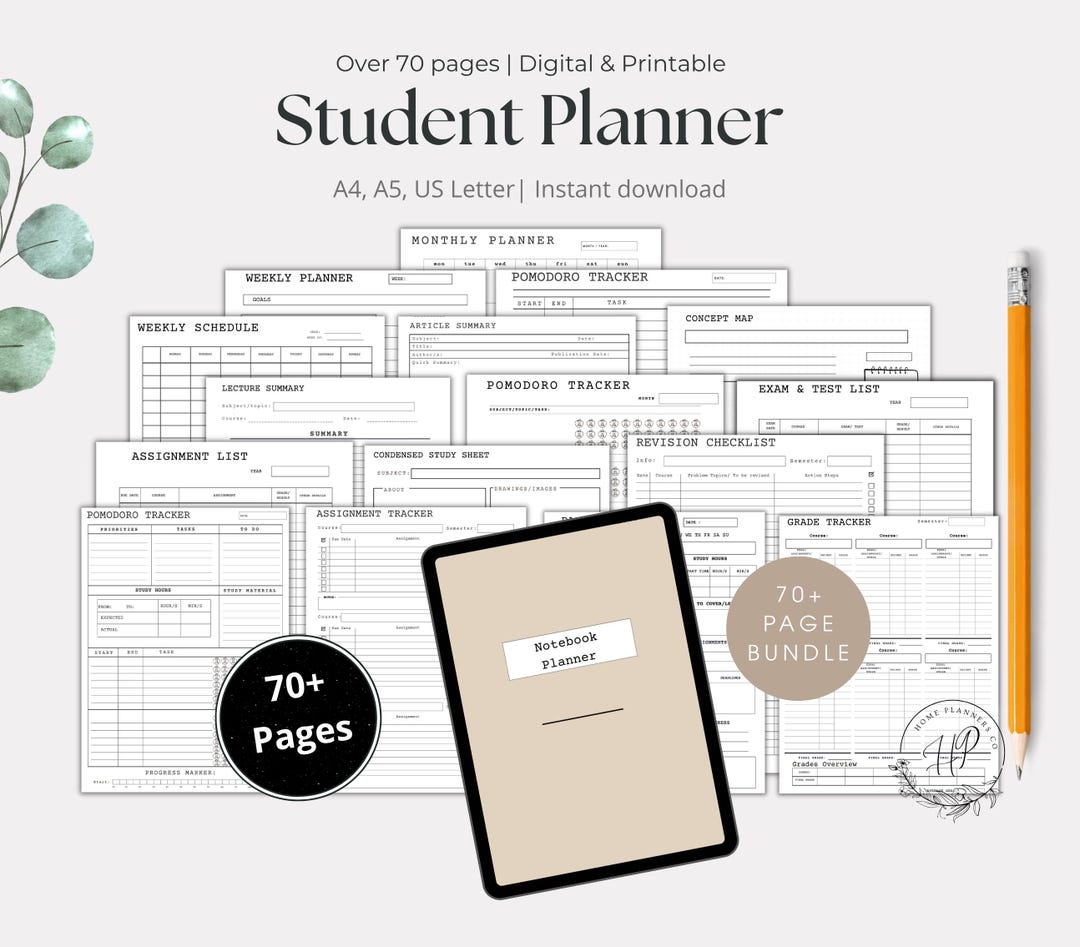 Printable Student Planner Bundle, Academic Student Planner, College ...