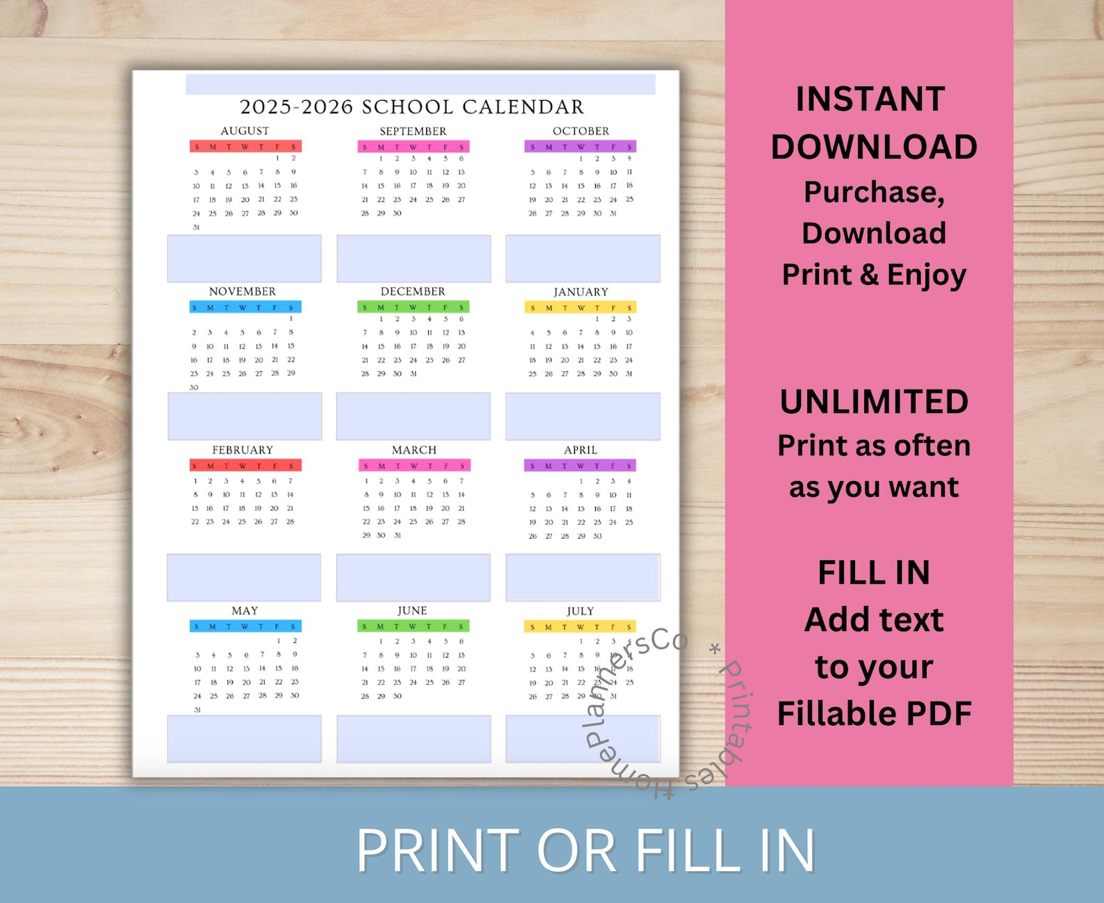 2025-2026 Editable School Calendar Template for School, Classroom ...