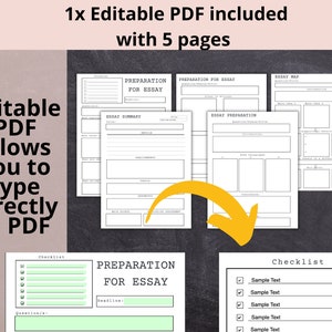 Essay Planner Editable Printable PDF| Essay Guide Planner Pack Bundle ...
