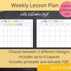 Editable Subject Lesson Plan Template, Printable Digital Lesson Planner ...