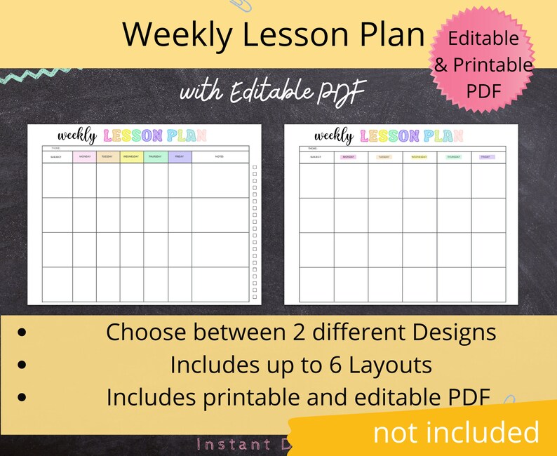 Editable Subject Lesson Plan Template, Printable Digital Lesson Planner ...