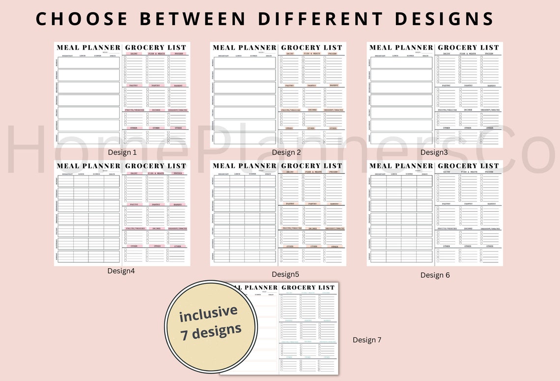 EDITABLE Weekly Meal Planner & Grocery List Printable - Etsy
