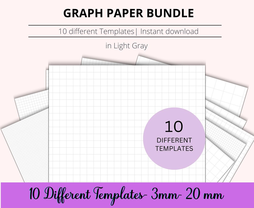 Graph Paper Bundle in Light Gray, 3mm-20 Mm Grid Paper Bundle ...