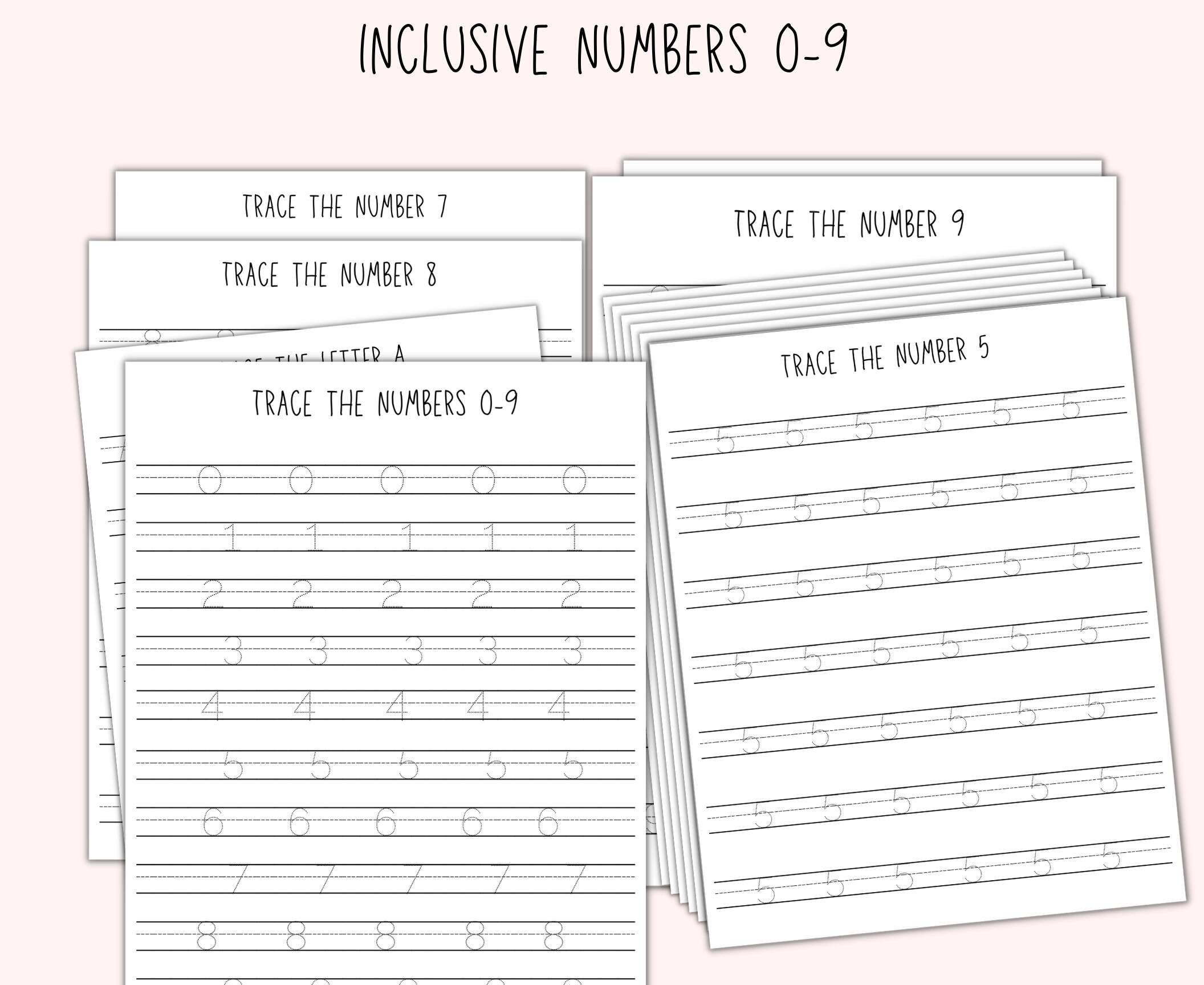Learn to Write Numbers Number Tracing Worksheets Trace the - Etsy