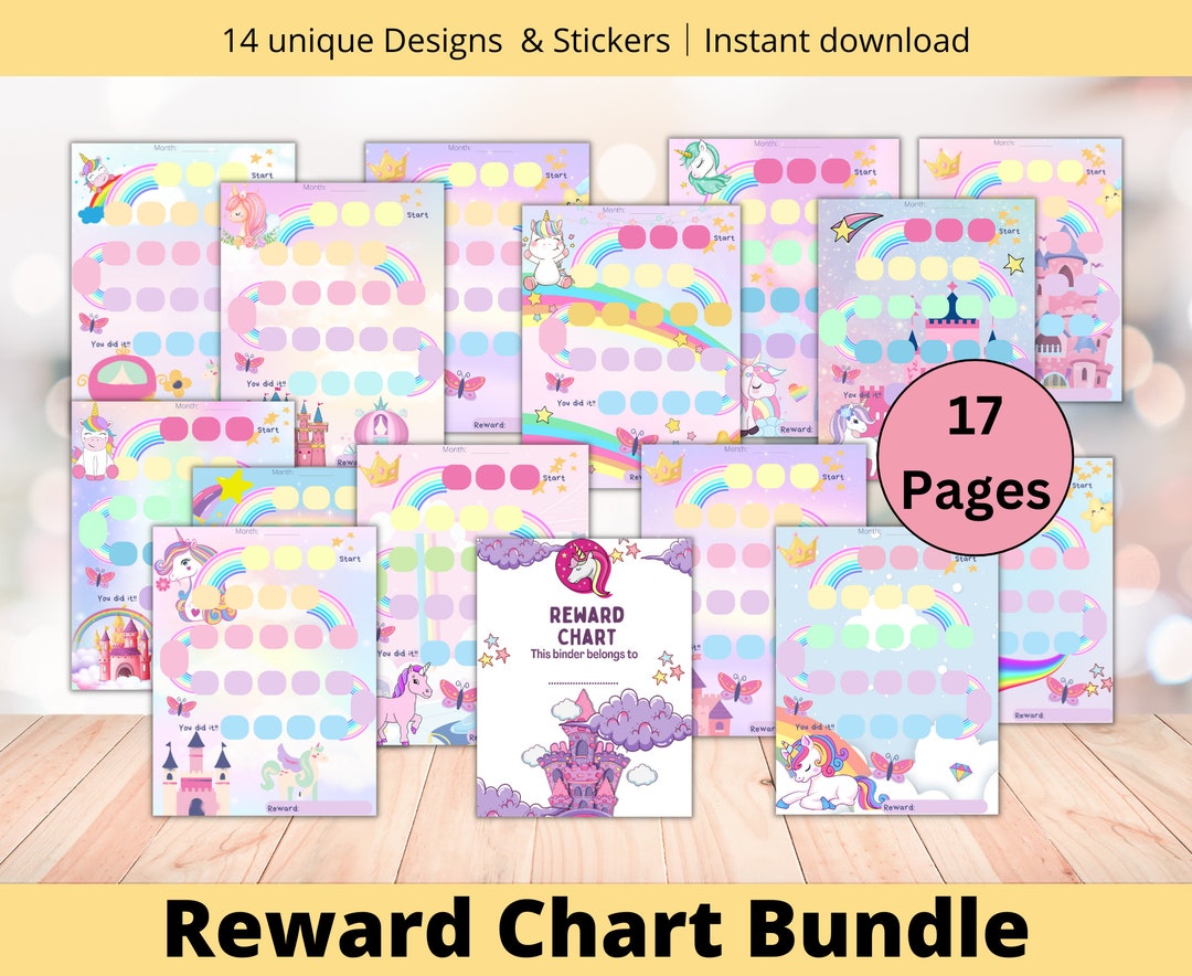 Unicorn Reward Chart Bundle, Sticker Chart, Toddler Chore Chart ...