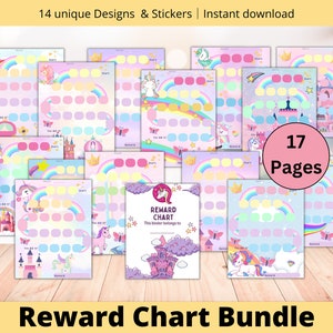 Unicorn Reward Chart Bundle, Sticker Chart, Toddler Chore Chart ...