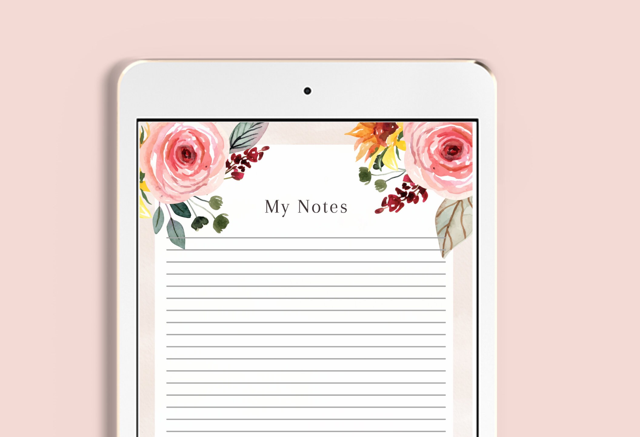 Flower Writing Set Notes Set of Two Notes flower Printable - Etsy