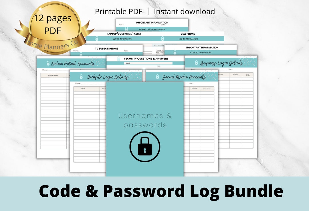 Password Log Bundle,password Tracker,password Book Planner Insert ...