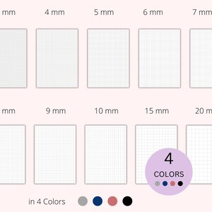 Graph Paper Bundle 4 Colors Blue Red Black Gray Printable Graph Grid ...