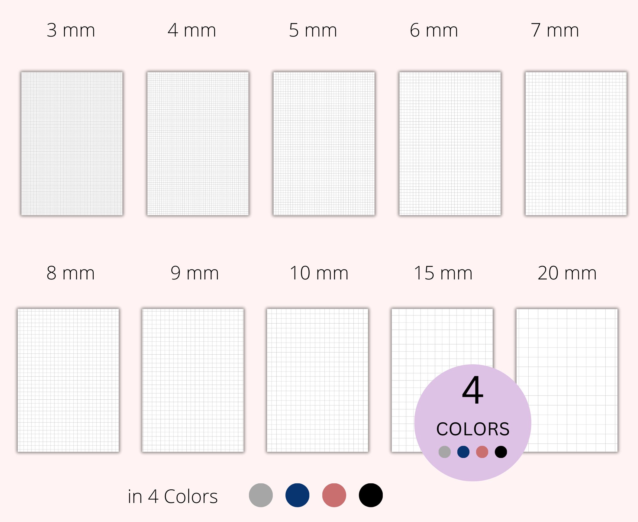 Graph Paper Bundle 4 Colors Blue Red Black Gray Printable Graph Grid ...