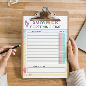 Kids Screen Time Chart Checklist Editable Printable Screen Time Chore ...